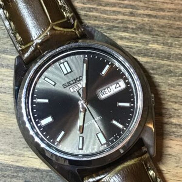 Seiko 5 SNXS79 Automatic Grey Sunburst Dial New Geckota Leather Strap ...