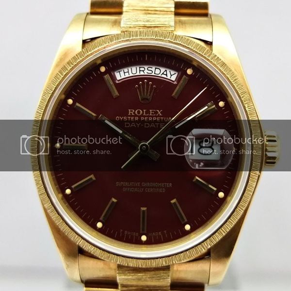 FS : Rolex 18078 Day-Date 18K YG Oxblood Stella Dial | WatchCharts ...