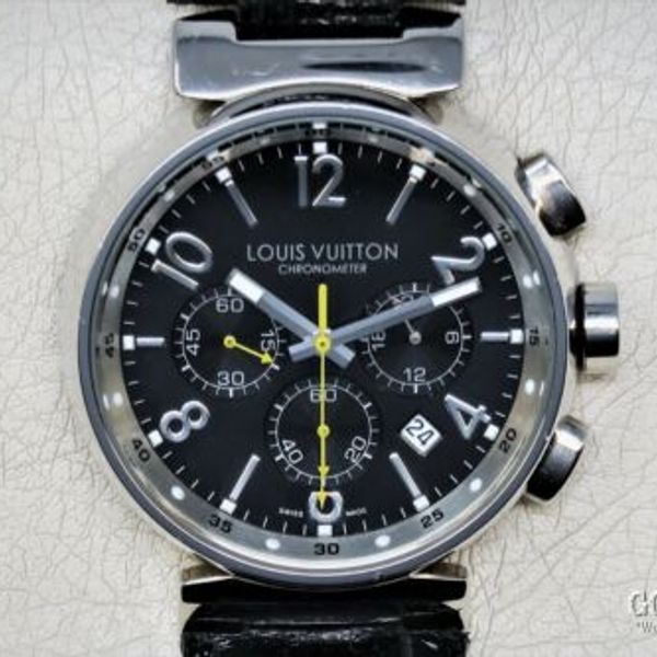 Estate Louis Vuitton Chronometer Swiss Watch w/Black Vera Pelle Band ...