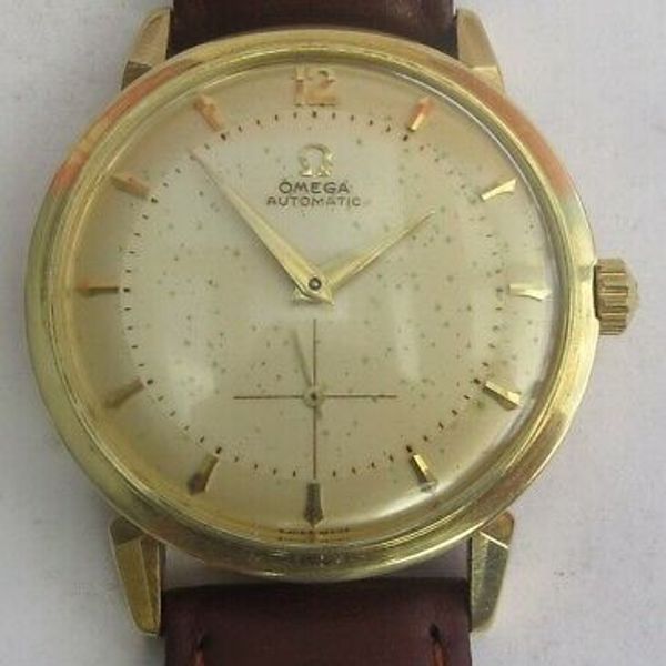 SUPERB GENTS VINTAGE 14CT GOLD OMEGA 344 BUMPER AUTOMATIC WRISTWATCH c ...