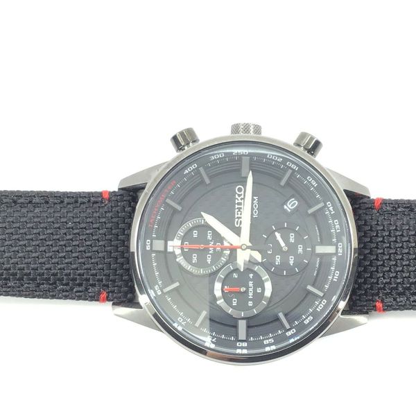 Seiko Sports Quartz Chronograph Tachymeter Nylon Strap Men's Watch ...