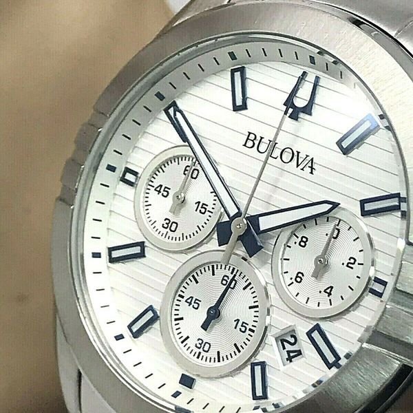 Bulova 96B307 Men's Watch Stainless Steel Silver Dial Date Chronograph ...