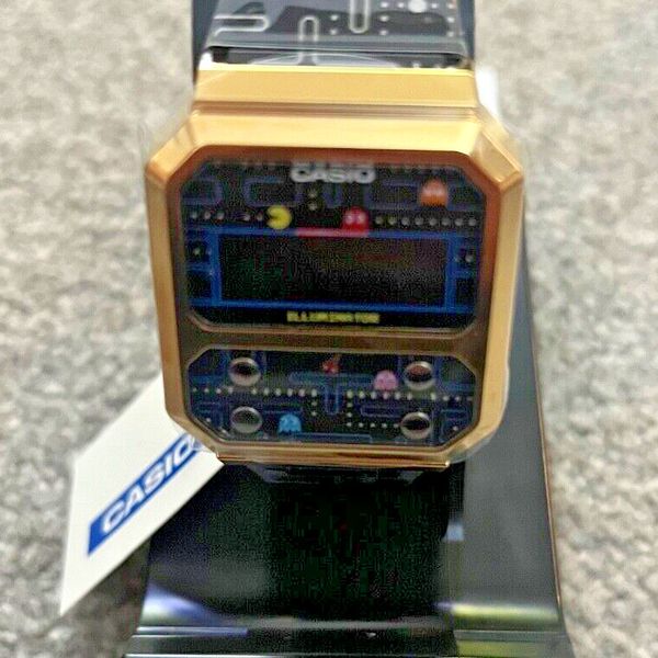 Casio Pac-Man Collaboration Watch Gold & Black A100WEPC-1 BER Limited ...