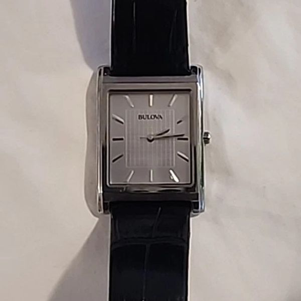 Bulova Model 96A23 Silver Dial Tank 29.5mm Stainless Steel Menâ s Watch ...