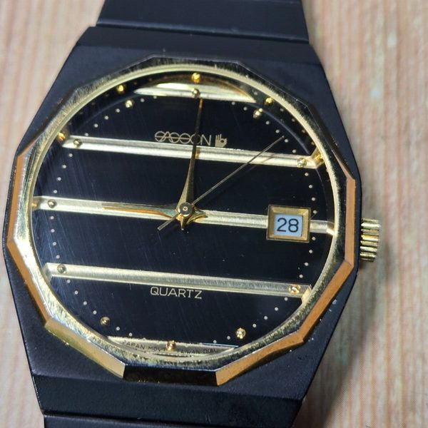 Vintage Simon Sassoon Concord Veneto Style Watch Black Gold Quartz ...
