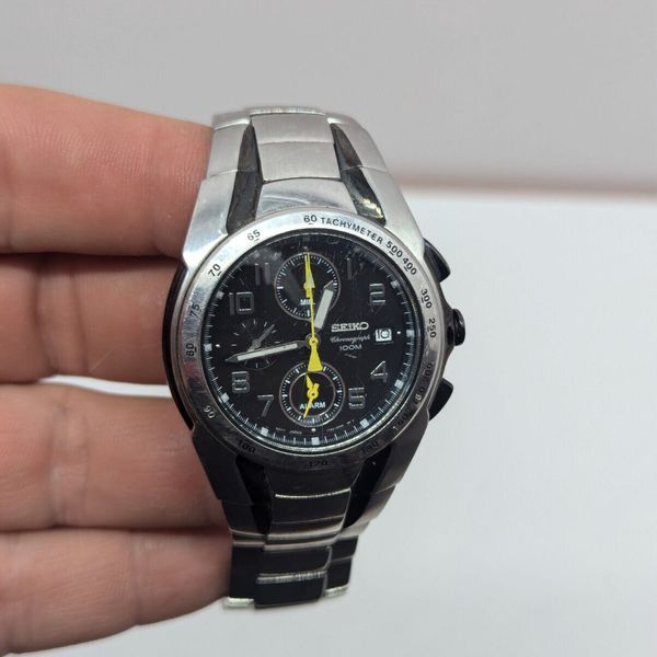 Rare Seiko Chronograph 100m Alarm Chronograph 7T62-OEHO SS Quartz Men's Watch | WatchCharts ...