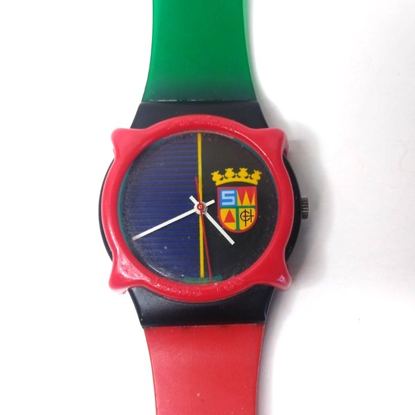 RARE Vintage 1980s Swatch Watch Excalibur Crest w/ Red Full Bezel ...