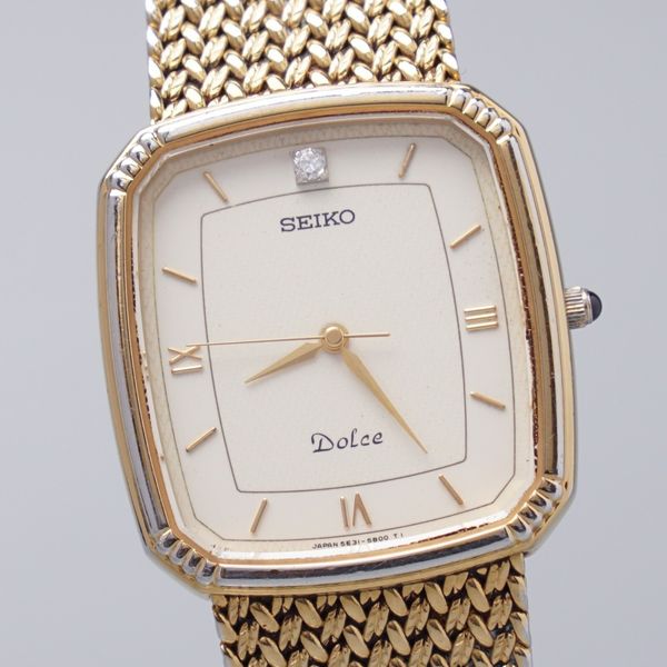 SEIKO Dolce 5E31-5A90 Quartz Gold Tone Diamond Dress Watch 28mm Vintage Japan | WatchCharts ...