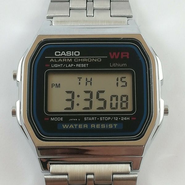 CASIO Vintage A159WA-N1DF (593) Retro Silver Steel Digital Quartz Japan ...