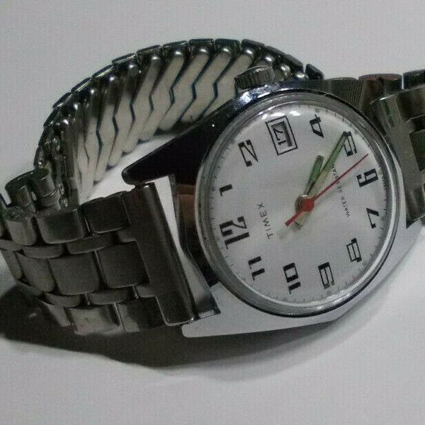 1977 Timex Sprite men's small watch lumed hands has original bracelet ...