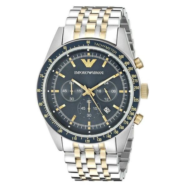 New EMPORIO ARMANI AR6088 Tazio Chronograph Two Tone Stainless Steel Men Watch | WatchCharts ...