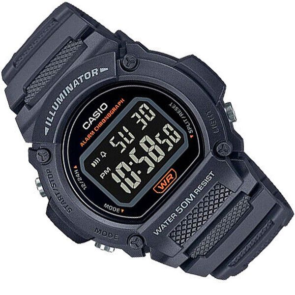 Casio W-219H-8B Original Gray Digital Mens Watch Stopwatch Alarm 50M WR ...