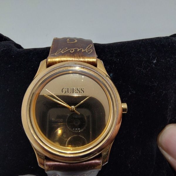 Vintage 1992 Guess Watch Unisex 33mm Gold Mystery Dial! New Battery ...