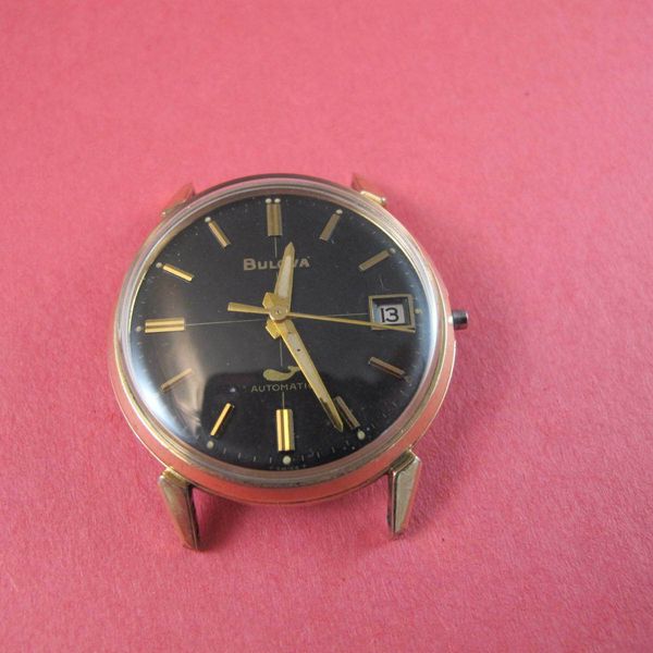 BULOVA 1971 AUTOMATIC CLEAN BLACK WHALE DIAL WATCH no reserve | WatchCharts