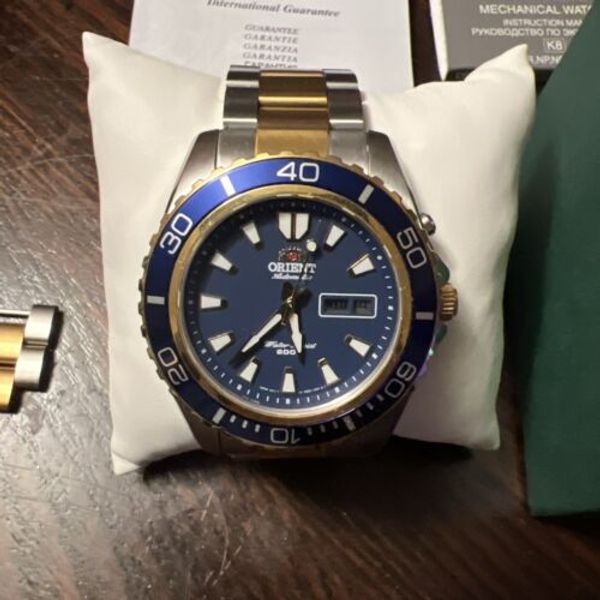 Orient Mako Two-Tone XL 200m Diver Sport Men's Wrist Watch DAY DATE EUC ...