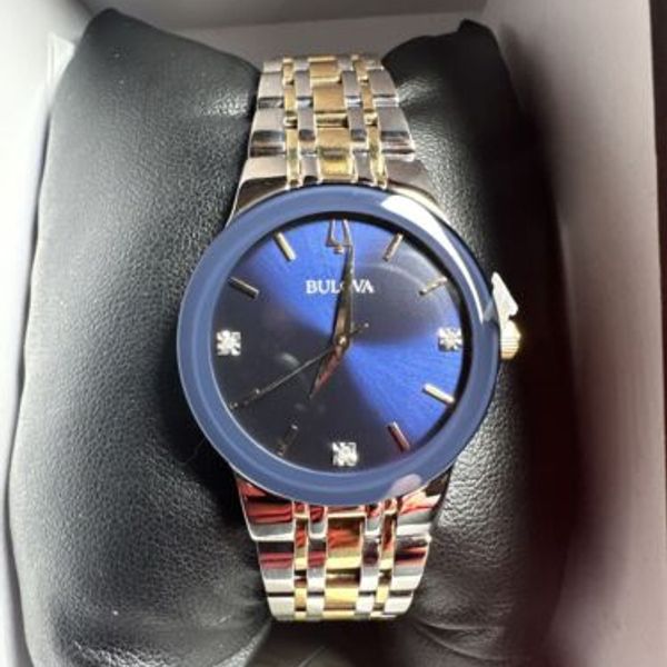 Bulova Millenia 98P190 Two Tone Diamond Blue Watch Serial #901M05046 ...