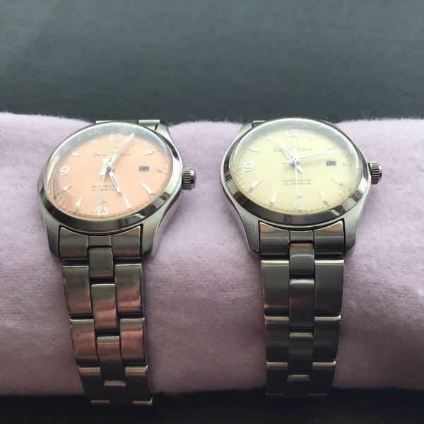 2 Orient Star Explorer Champagne And Salmon Automatic 30mm Watches One ...