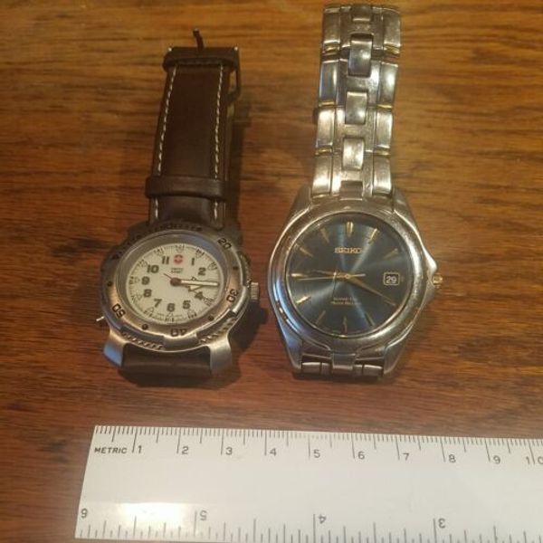 Vintage Seiko Kinetic Auto Relay + Vintage Swiss Army Officer's Mens ...
