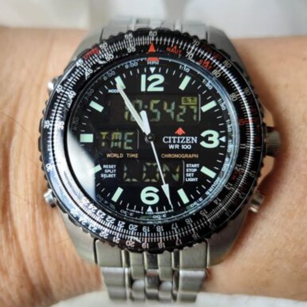 Citizen C460 S039576 Wingman VI Promaster World Time Slide Rule Watch ...