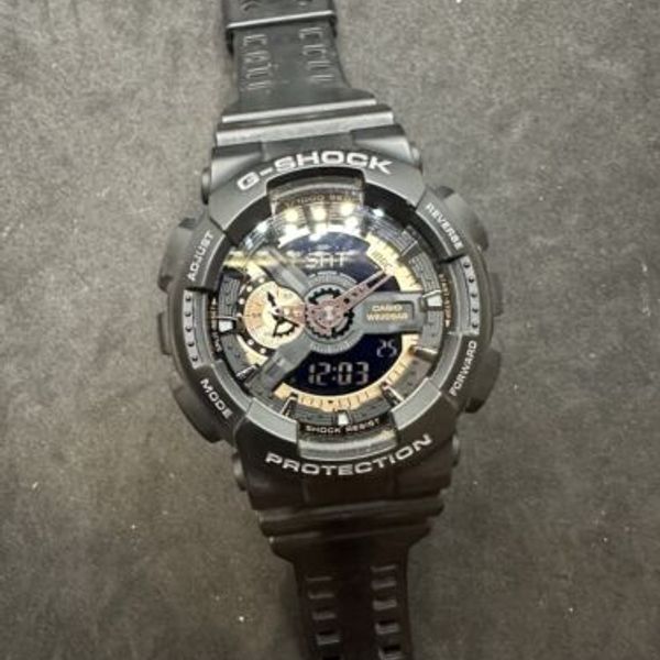 CASIO QUARTZ G-SHOCK DIGITAL ANALOG BLACK/GOLD 5146 GA-110GB Watch. New ...