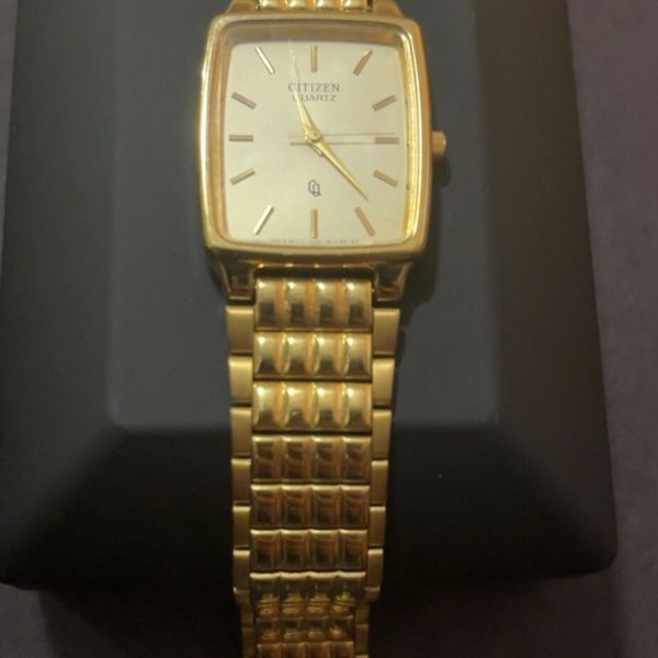 Square Citizen Quartz Gold Tone Watch | WatchCharts Marketplace