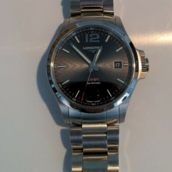 Longines Conquest L37604566 Black Dial Stainless Steel Men's 43mm Watch ...