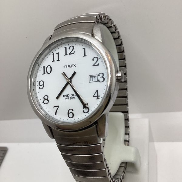 Timex Indiglo Mens Silver Tone Stretch Band Dress Watch With New Battery | WatchCharts Marketplace