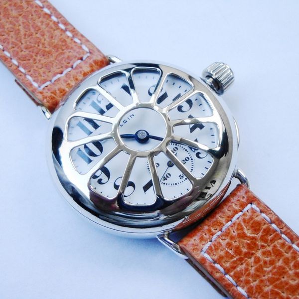 Pristine WWI Elgin Trench Watch Big Case Size Integrated Fahys Shrapnel ...