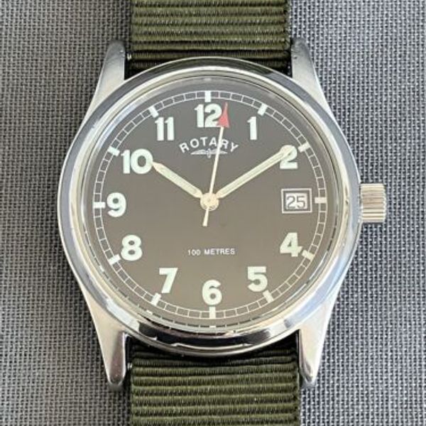 Rotary British Military Style, Stainless Steel Quartz Field Watch. ETA ...
