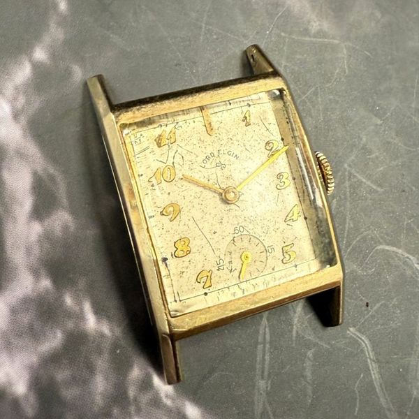1947 LORD ELGIN Tank Watch Grade 558 ADJ 17 Jewels 10K GF USA Vintage â ...