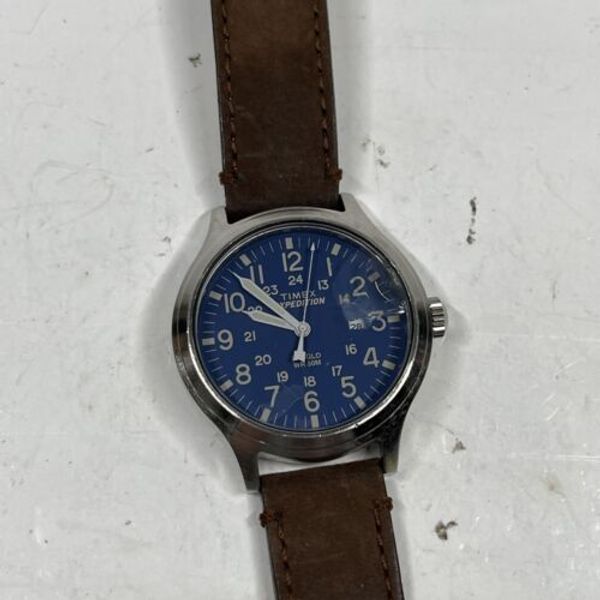(BROKEN) Men's Blue Timex Expedition Watch 905 Indiglo Date WR50M Leather Band | WatchCharts ...
