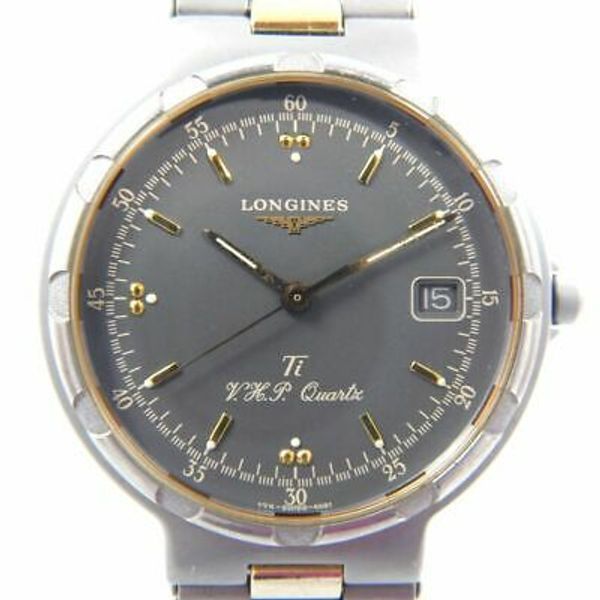 LONGINES CONQUEST Ti TITANIUM QUARTZ DATE MEN'S GOLD VINTAGE WATCH ...