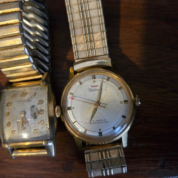 (4) running Gold Filled Vintage watches & Pocket watch. Waltham, Gruen ...