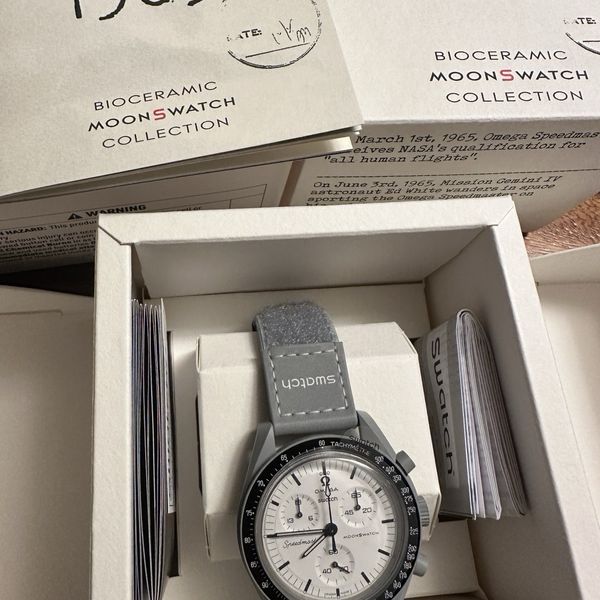 OMEGA x Swatch Moonswatch 1965 Edition Gray and White Applied Omega ...