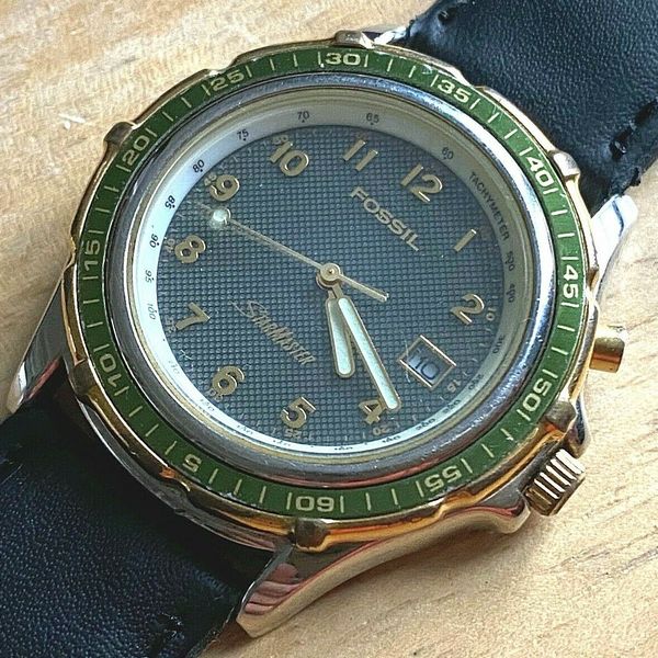 VTG Fossil StarMaster LU-2503 Men Dual Tone Analog Quartz Watch~Date ...
