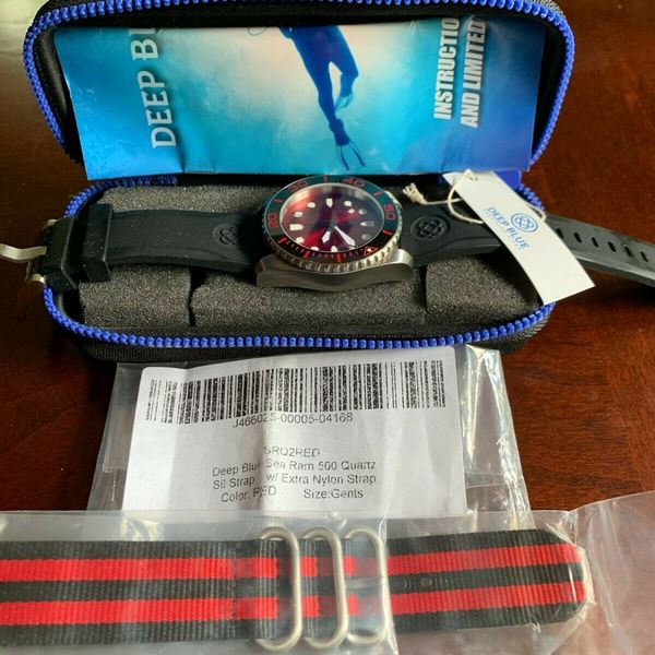 New! Rare! Deep Blue Sea Ram 500M Diver Watch Red Gents Size ...