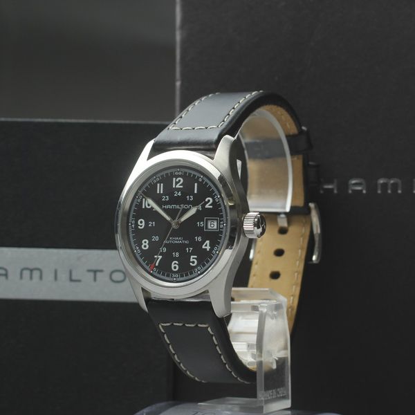 [Near MINT w/Box] HAMILTON Khaki Field H704450 Black Dial Automatic Men ...