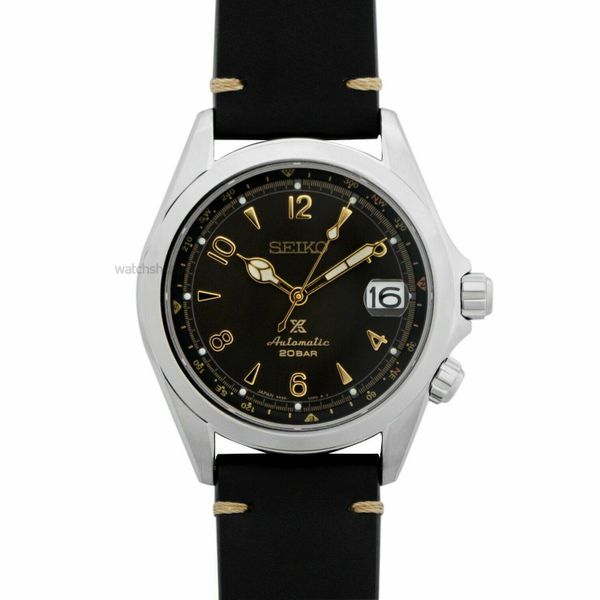 New Seiko Alpinist Brown Dial Stainless Leather Strap Men's Watch ...