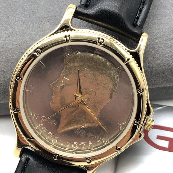 New 1976 Embassy Gruen Kennedy Half Dollar Coin Dial Quartz Watch With ...