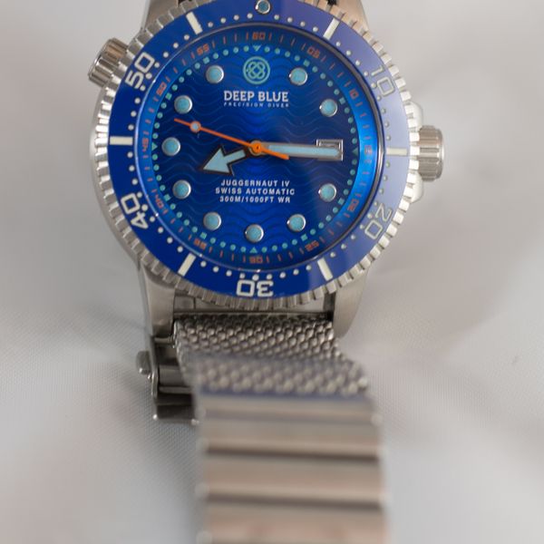 Deep Blue Juggernaut IV - Blue Wave Dial - Shark Mesh and OEM SS ...
