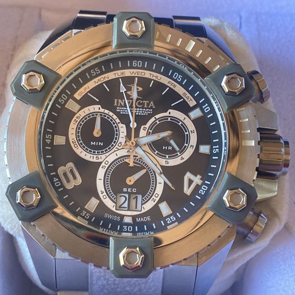 Invicta Reserve Grand Arsenal Chronograph Watch Men Black Dial Steel ...