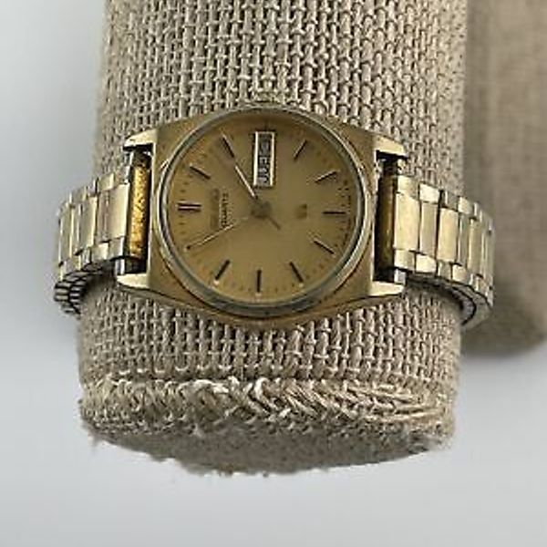 SEIKO WATCH 7 INCH GOLD-TONE STAINLESS STEEL NEEDS BATTERY #FL724 ...