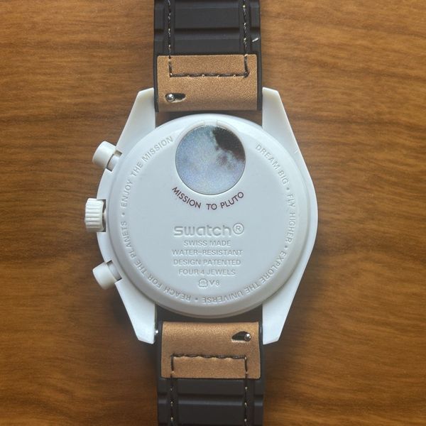 Mission To PLUTO (WHITE/BURGUNDY) - Moonswatch - NEW SWATCH BATTERY ...