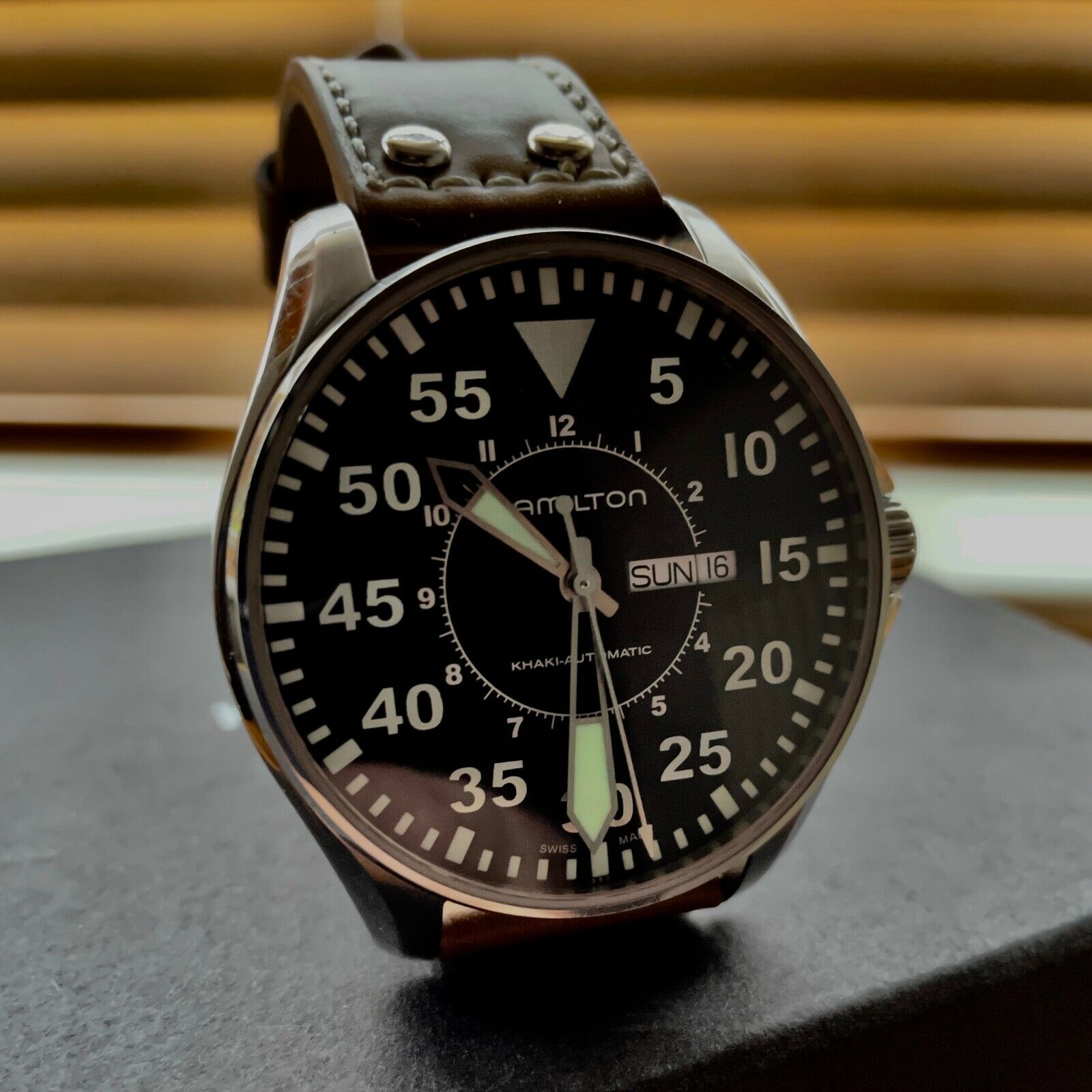 Hamilton Khaki AUTOMATIC H64715535 46mm Black Dial Pilot Watch ...