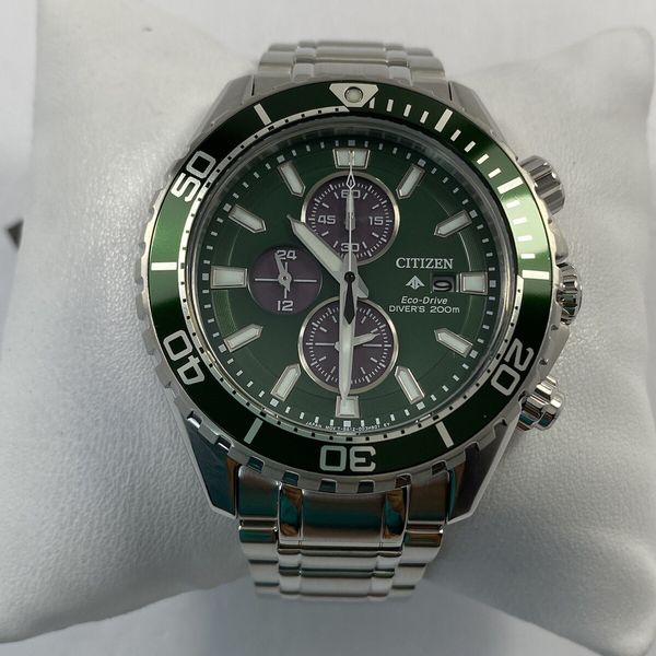Citizen Promaster Eco-Drive Green Dial Stainless Steel Mens Watch ...