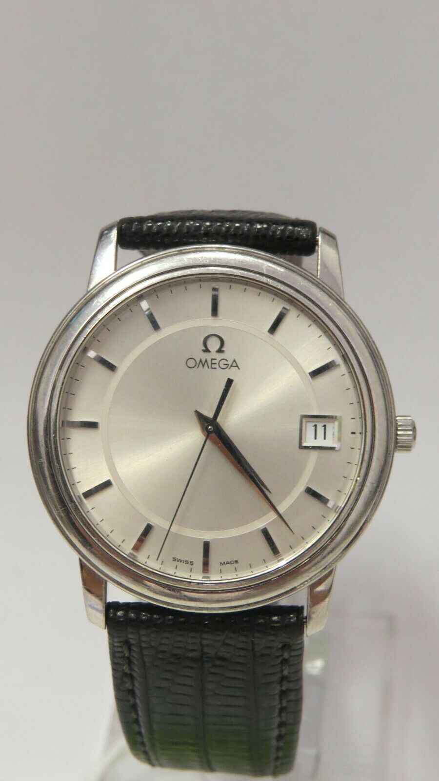 OMEGA DeVille Prestige Quartz 196.1150 SILVER DIAL DATE MEN'S WATCH ...