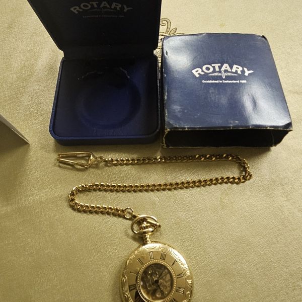Rotary Gold Tone Classic Skeleton Pocket Watch with Chain | WatchCharts ...