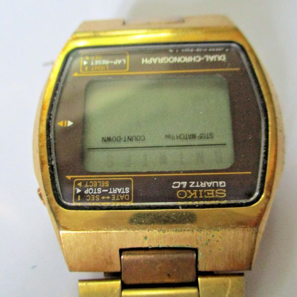 Vintage Seiko 0138-5009 quartz LC LCD dual chronograph digital watch ...