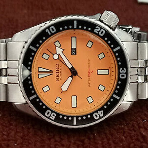 VINTAGE SEIKO DIVER 4205-0152 ORANGE FACE AUTOMATIC UNISEX WATCH S.N ...