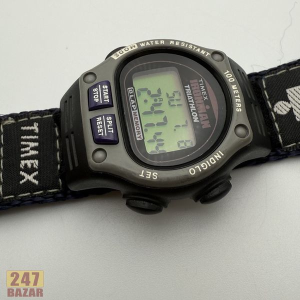 Vintage Timex Triathlon 8-Lap 33mm Digital Watch Indiglo Chronograph ...
